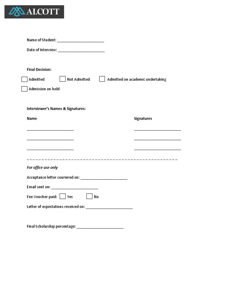 Interview Sheet For Student | PDF | University And College Admission ...