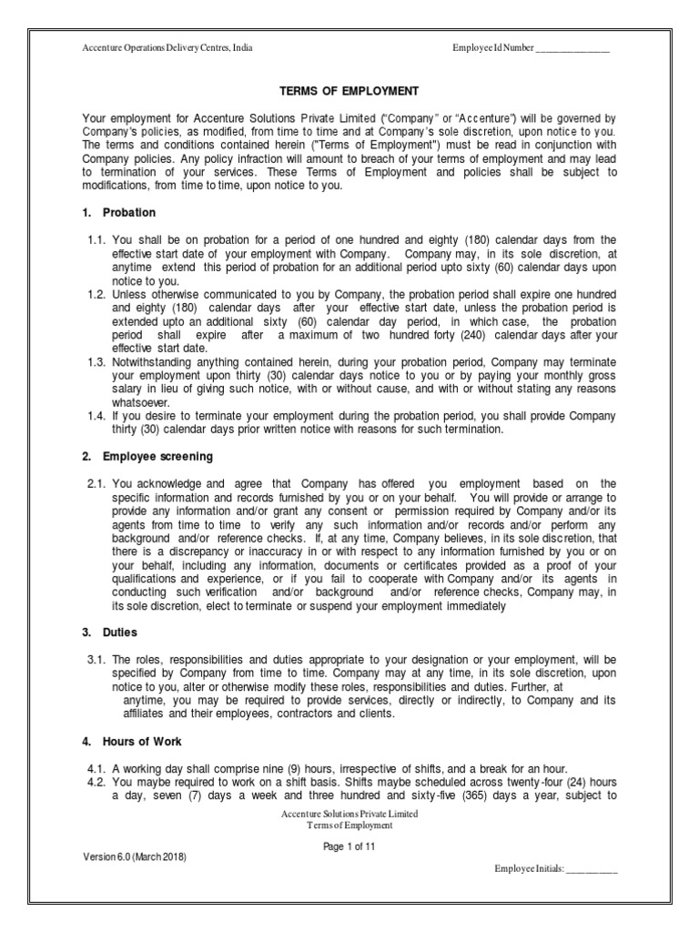 Terms of Employment 2018 | PDF | Personally Identifiable Information ...