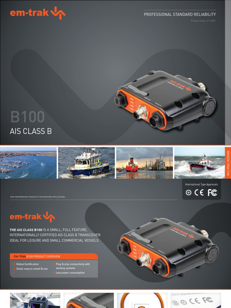 Em Trak AIS B100 Brochure | PDF | Electrical Engineering | Digital ...