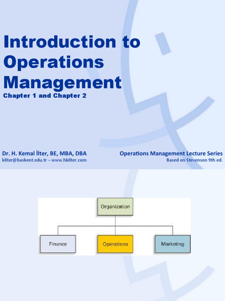 Introduction To Operations Management: Chapter 1 and Chapter 2 | PDF ...