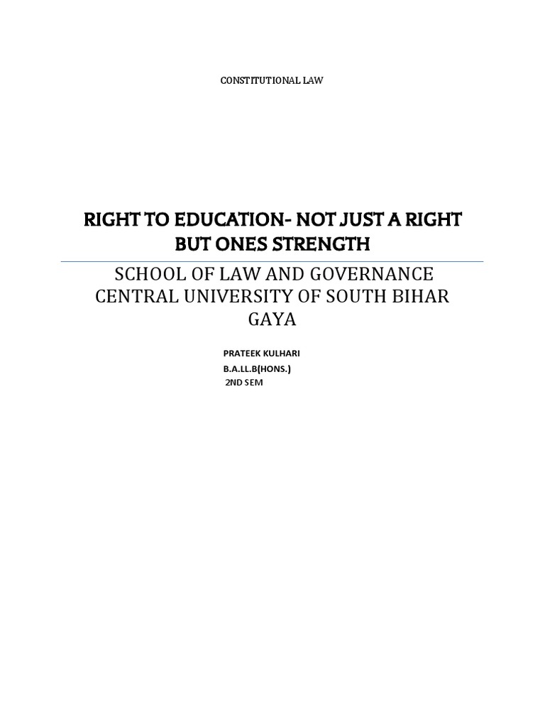 Right To Education | PDF | Virtue | Justice