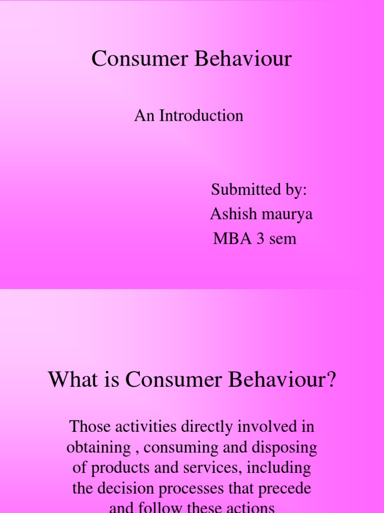 Intoduction To CB | PDF | Consumer Behaviour | Marketing