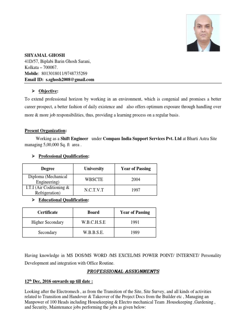 Shyamal Ghosh CV Updated | PDF | Hvac | Air Conditioning