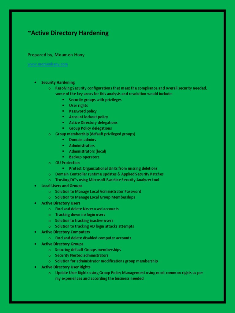 Active Directory Hardening | PDF | Active Directory | Group Policy