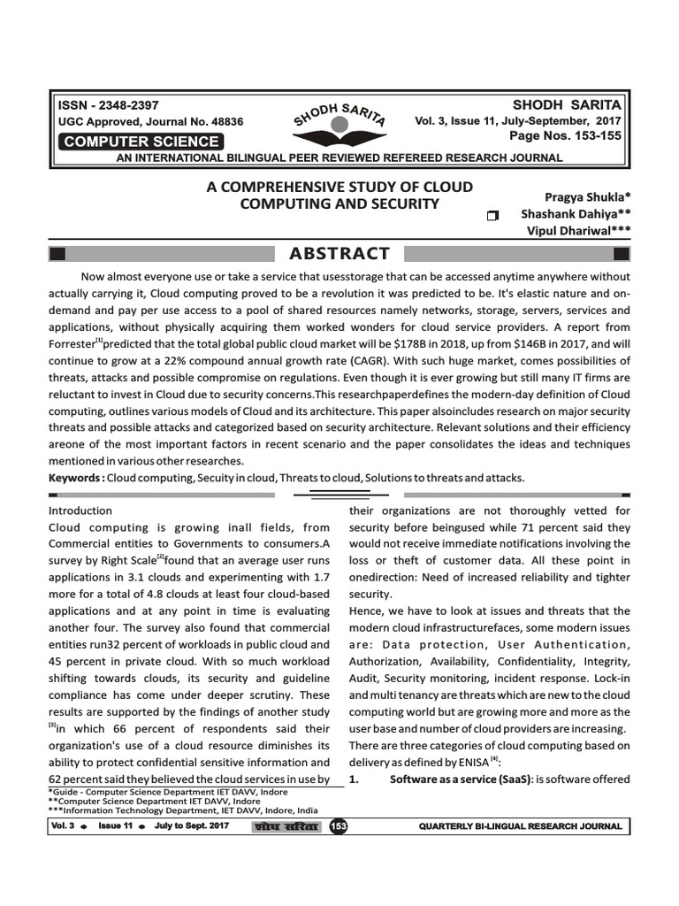 Research Paper Cloud | PDF | Cloud Computing | Information Security