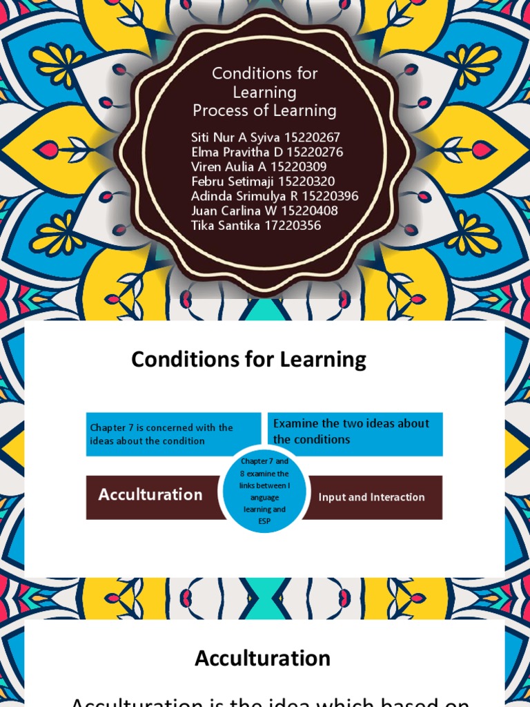 Conditions For Learning Process of Learning | PDF | Language Education ...