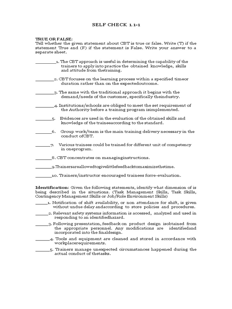 Self Check | PDF | Competence (Human Resources) | Educational Technology