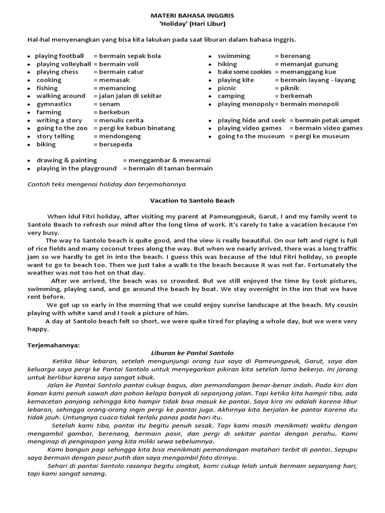 Materi Bahasa Inggris Untuk SD Kelas 6 | PDF