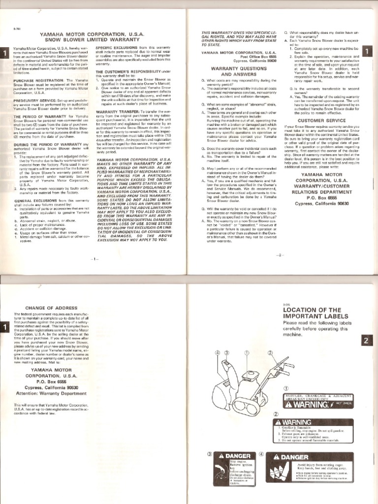 Yamaha YS-624 & YS-828 Owner's Manual | PDF | Motor Oil | Cylinder (Engine)