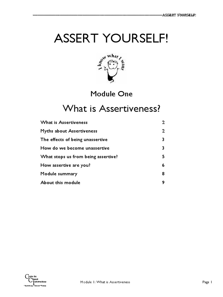 Assert Yourself!: What Is Assertiveness? | PDF | Cognitive Behavioral Therapy | Psychotherapy