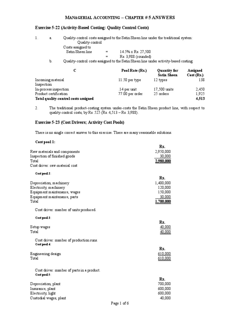 Chapter 5 Managerial Accounting Solutions | PDF | Management Accounting ...