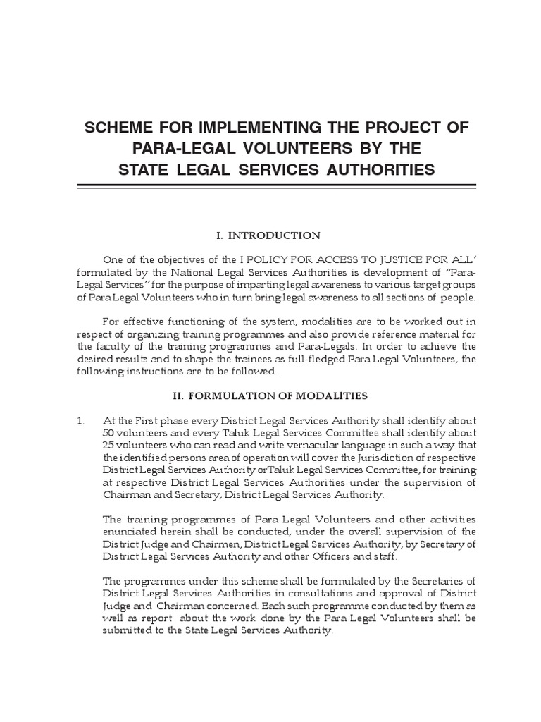 Scheme For Implementing The Project of Para-Legal Volunteers by The ...