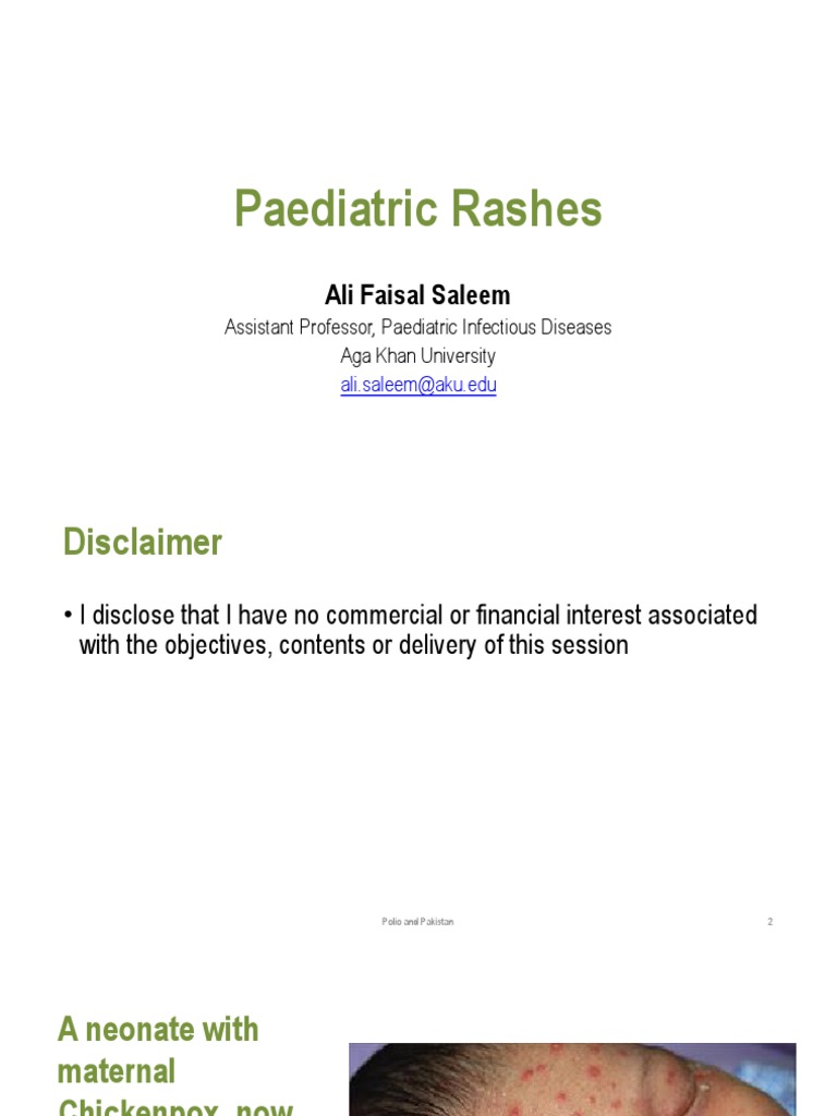 Paediatric Rashes: Ali Faisal Saleem | PDF | Herpes Simplex | Veterinary Medicine