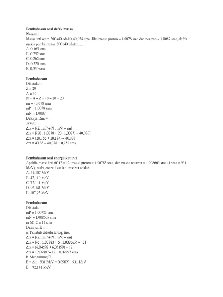 Pembahasan Soal Defek Massa | PDF