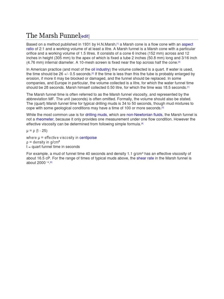 Marsh Funnel Viscosity Measurement Guide | PDF | Materials Science ...