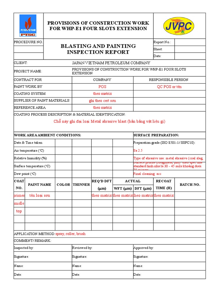 Blasting and Painting Inspection Report | PDF | Paint | Business Process