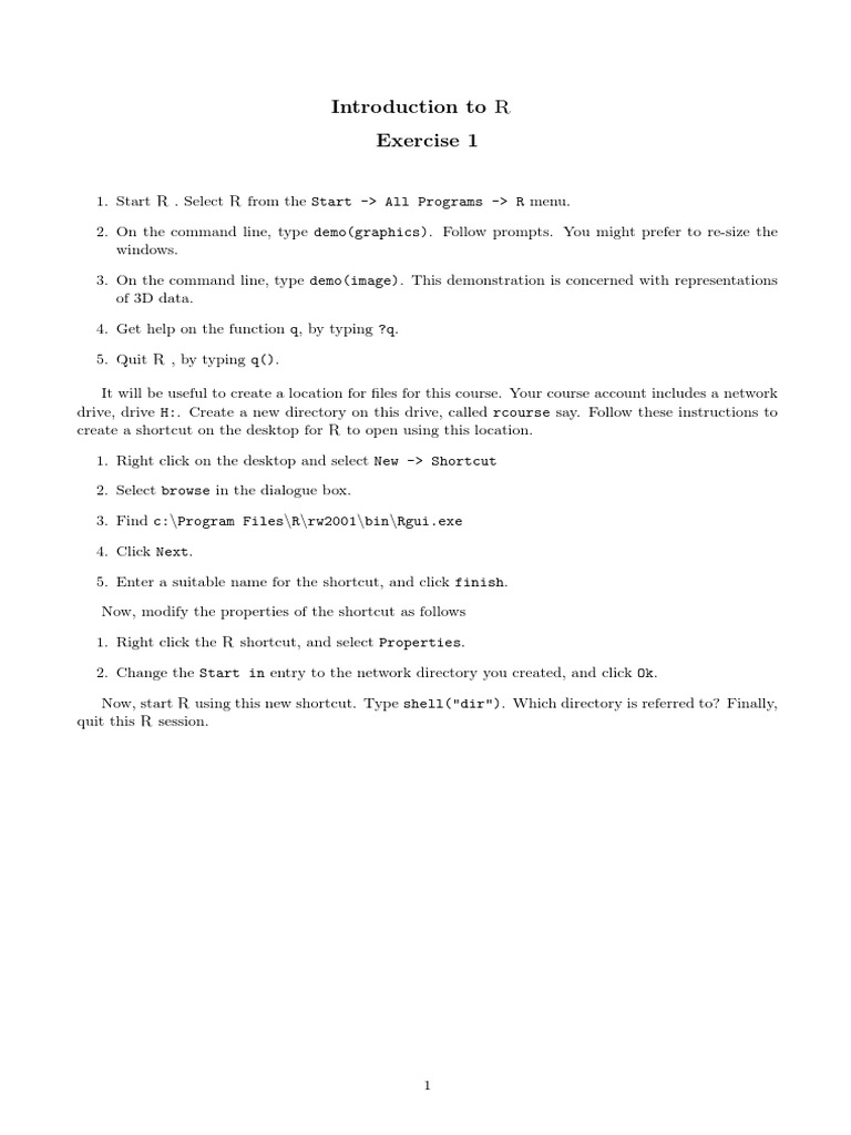 Introduction To R Exercise 1 | PDF | Scatter Plot | Matrix (Mathematics)