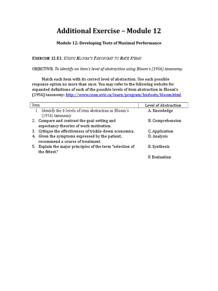 Additional Exercises Module 12 | PDF | Career & Growth | Finance ...