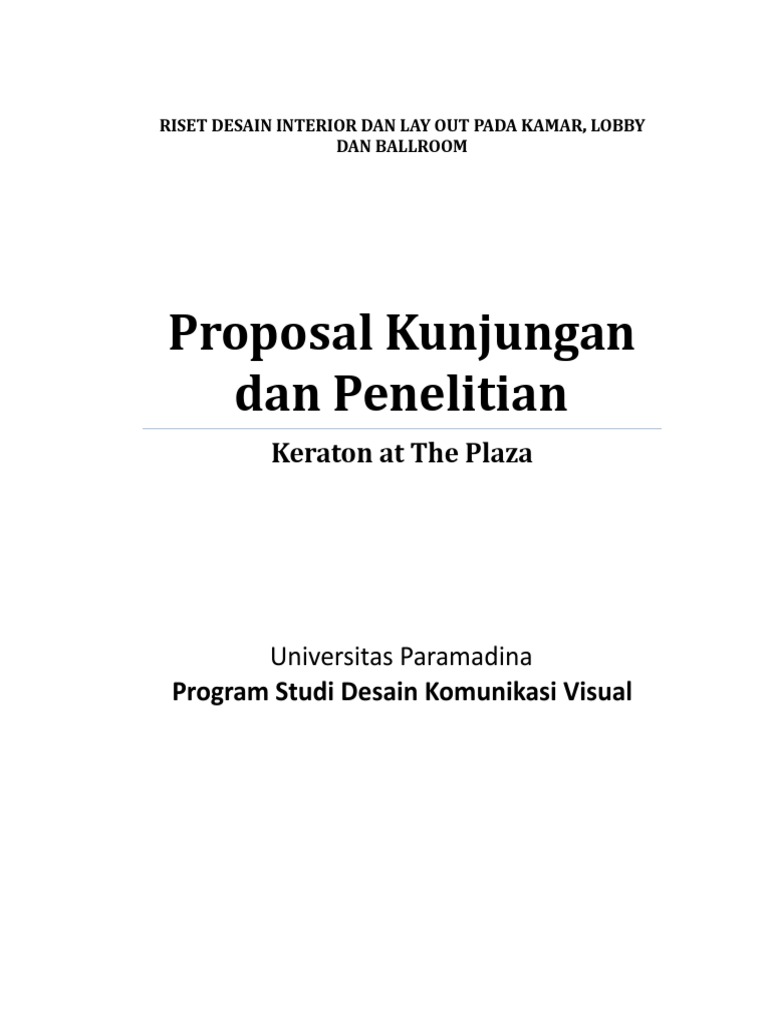 Proposal Riset Keraton at The Plaza | PDF