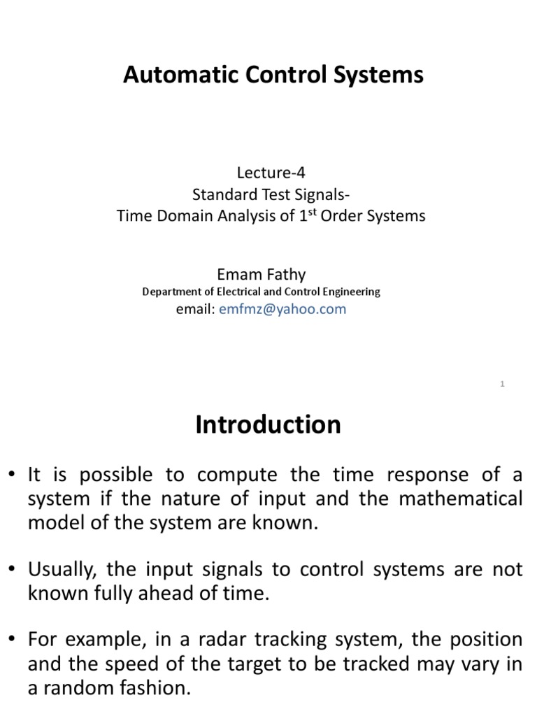 Standard Test Signals-1st - Order - Systems PDF | PDF | Steady State ...