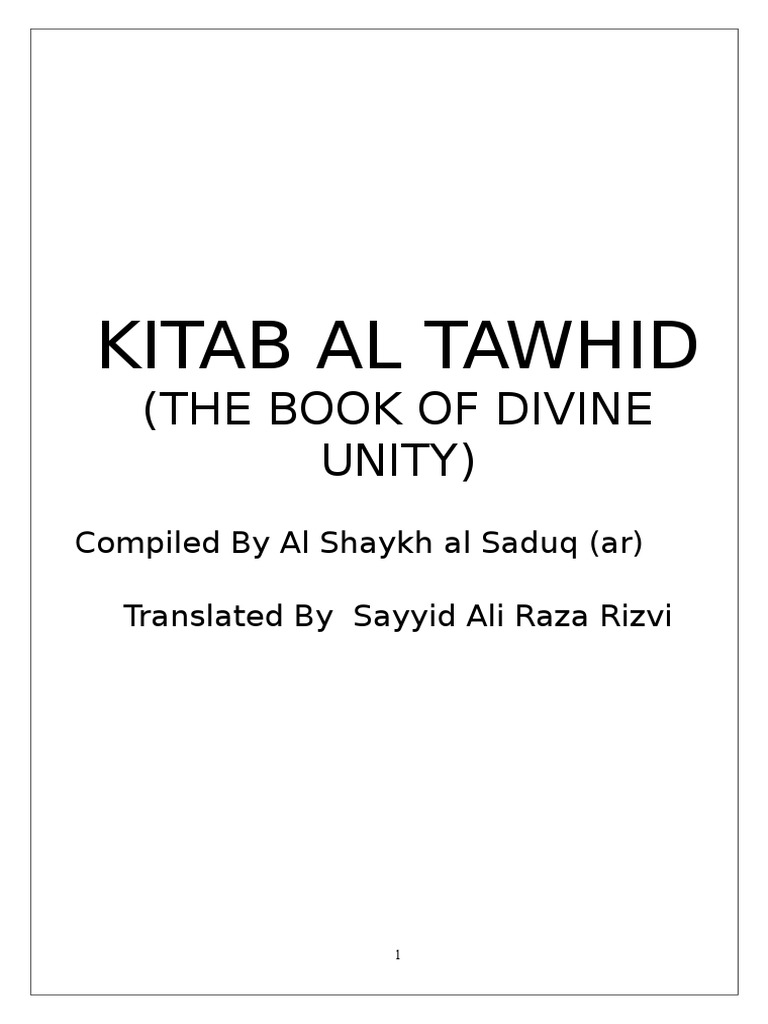 Kitab al Tawhid: Divine Unity Explained | PDF | Tawhid | Monotheistic ...