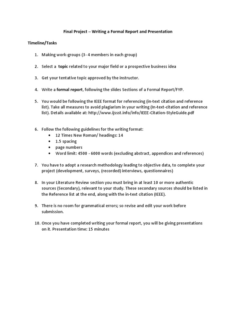Student Project Report Guide | PDF | Citation | Communication