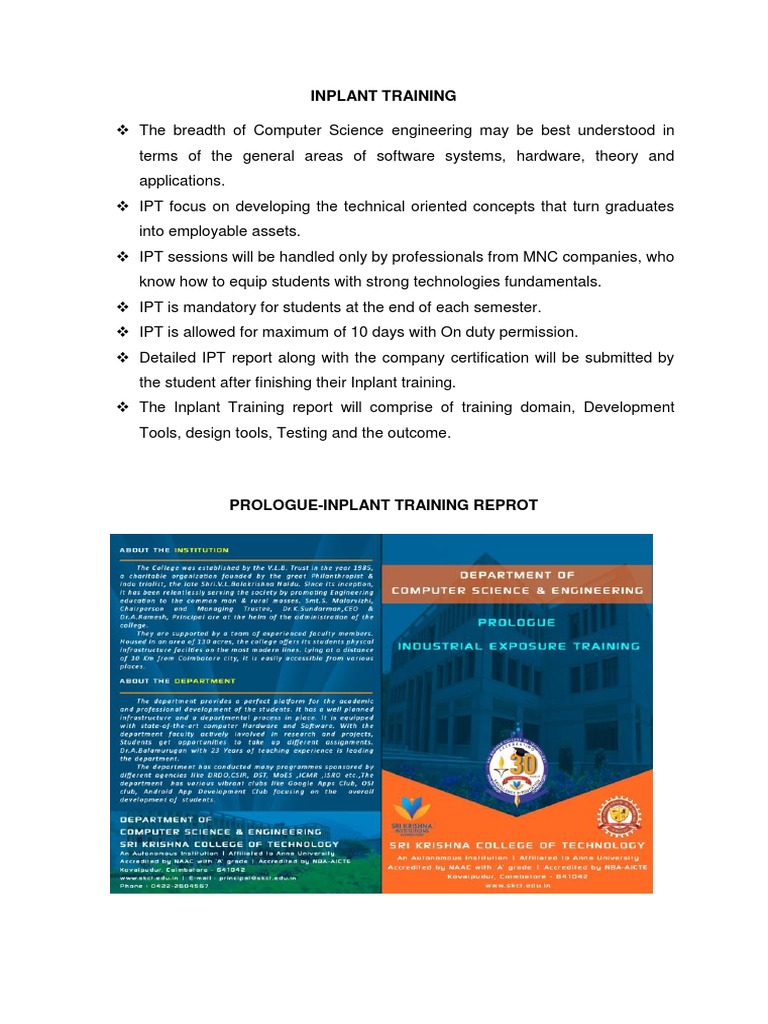 Inplant Training | PDF | Intellectual Works | Engineering