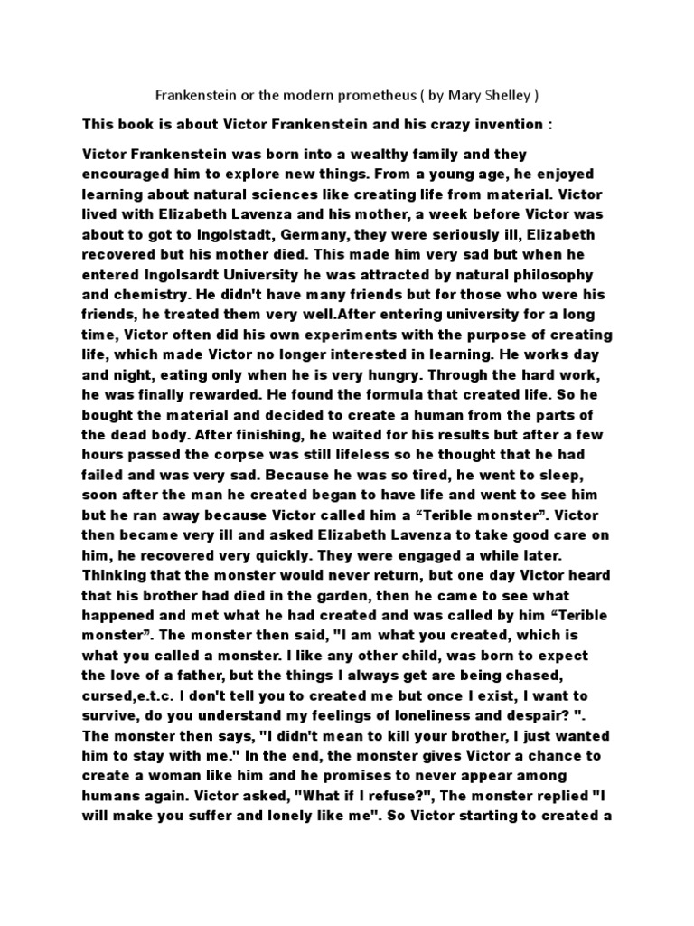 Frankenstein or The Modern Prometheus | PDF | Frankenstein