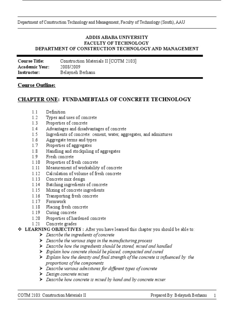 Cotm 2103 Handout | PDF | Prestressed Concrete | Concrete