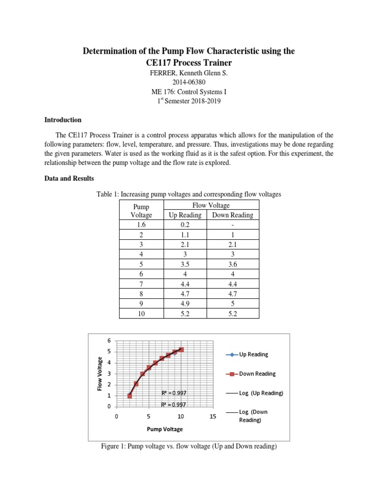 Pump Flow Characteristic - CE117 Process Trainer | PDF | Logarithm ...