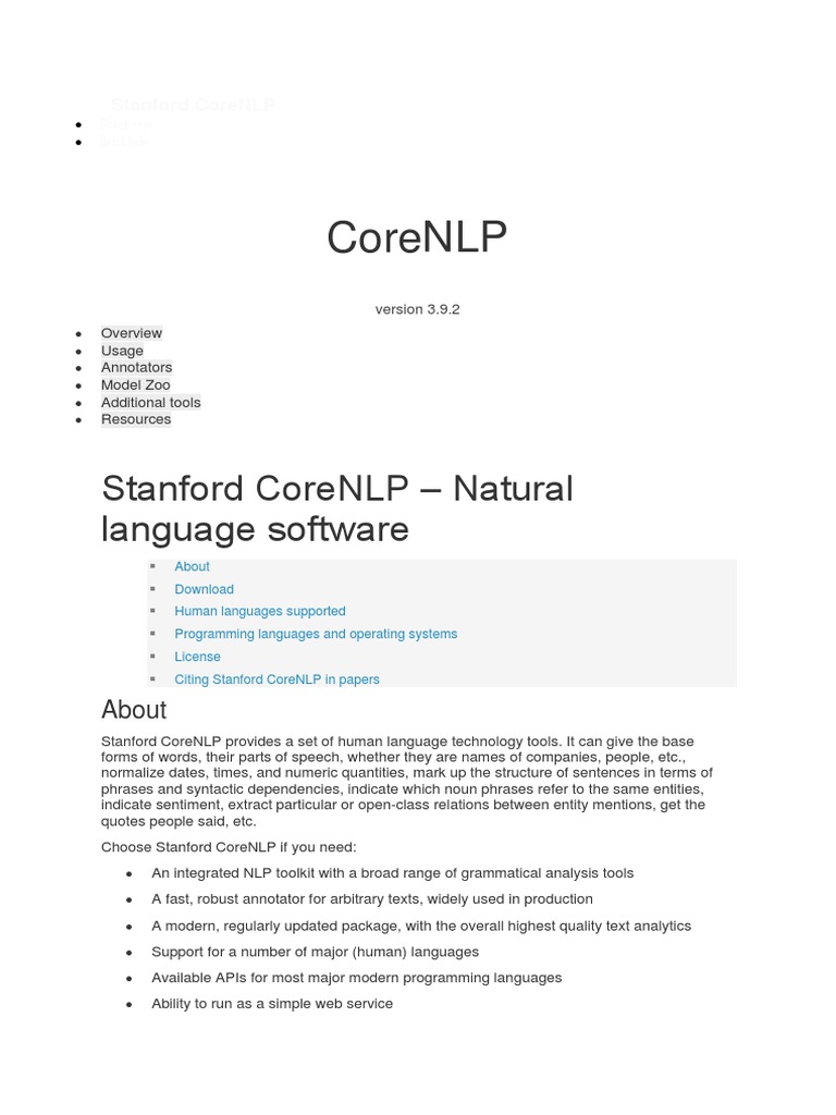 Corenlp: Stanford Corenlp - Natural Language Software | PDF | Java (Programming Language) | Part ...