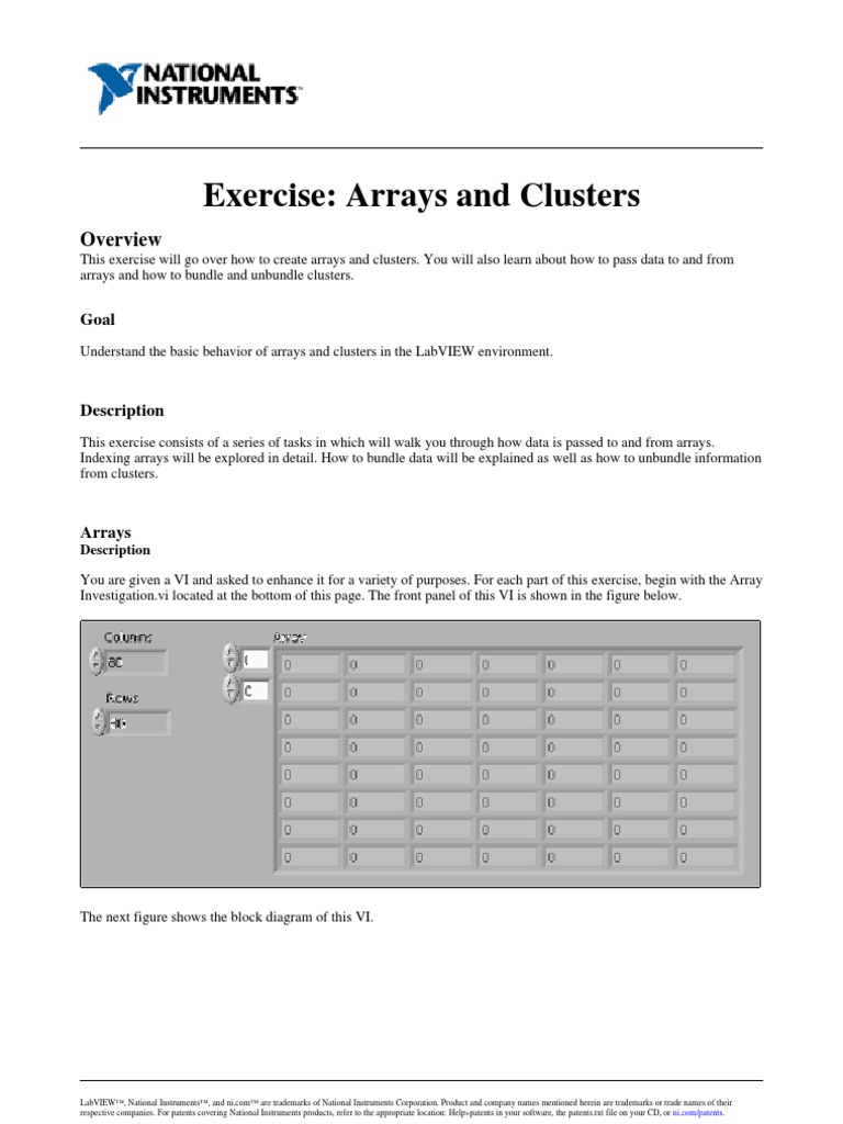 Exercise: Arrays and Clusters: Description | PDF | Array Data Structure | Database Index