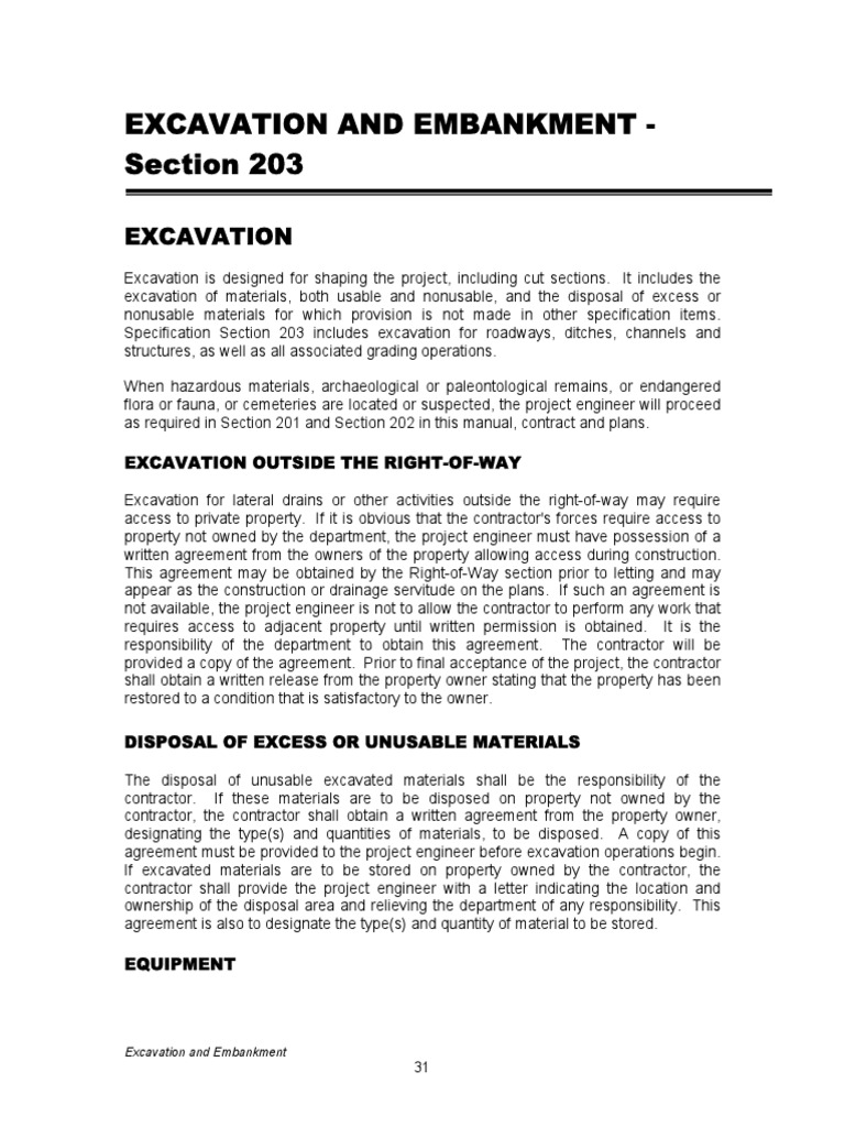 Excavation and Embankment Guidelines | PDF | Soil | Specification ...