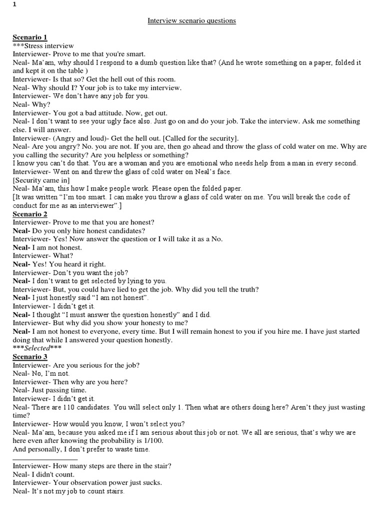 Interview Scenario Questions | PDF | Salary | Employment