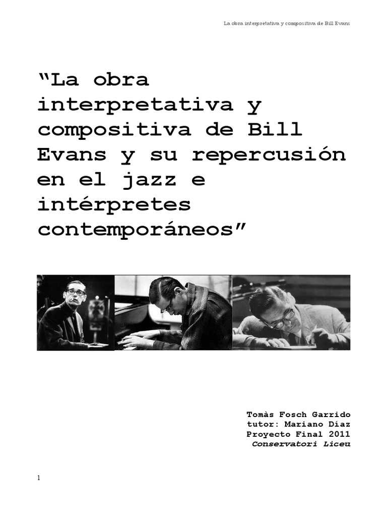 Projecte Final Tomàs Fosch PDF | PDF | Jazz | Acorde (Música)