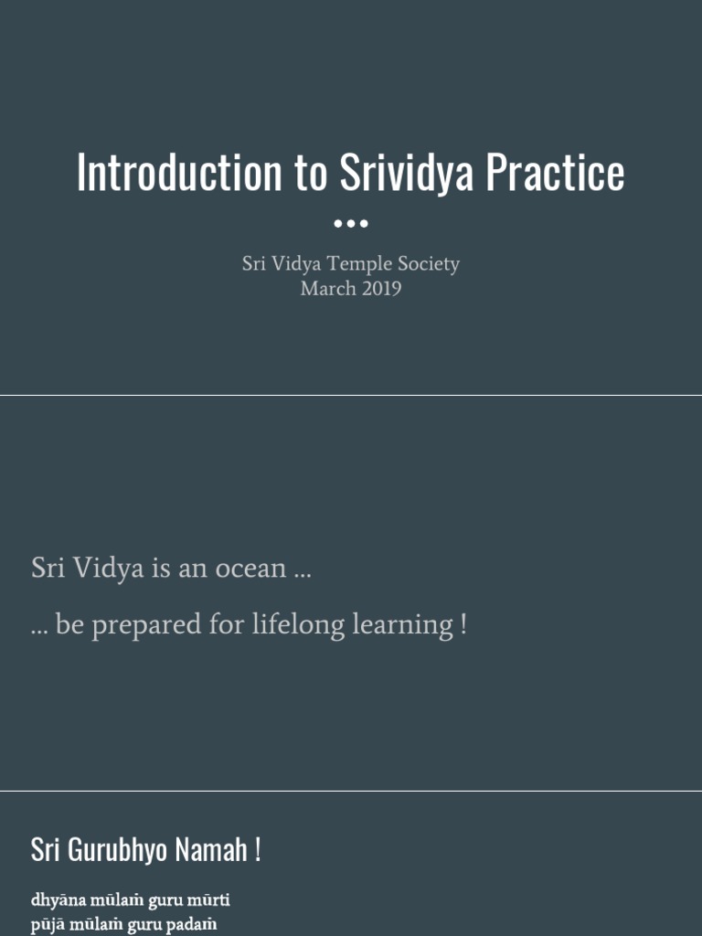 Introduction To Srividya Practice | PDF | Devi | Mantra