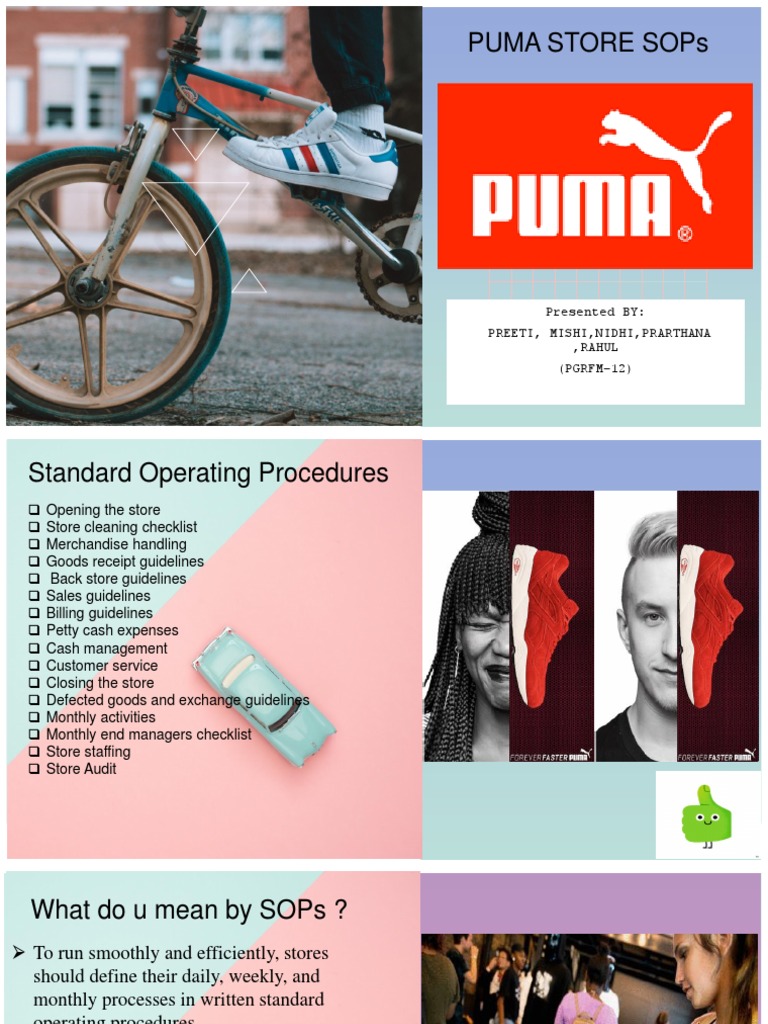 Puma Store Sops: Presented BY: Preeti, Mishi, Nidhi, Prarthana, Rahul ...