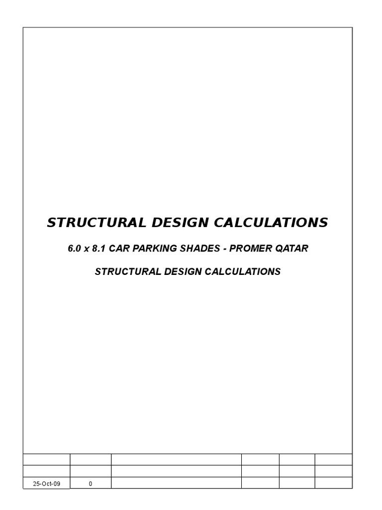 6.0 X 8.1 Car Parking Shades - Promer Qatar Structural Design Calculations | PDF | Building ...