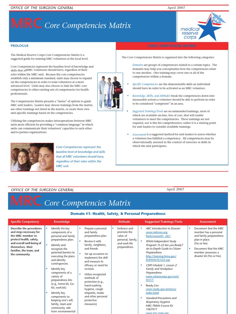 Core Competencies Matrix April 2007 | PDF | Incident Command System ...