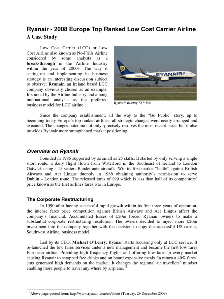 Ryanair - 2008 EuropeTop Ranked Low Fares Airline | PDF | Low Cost ...