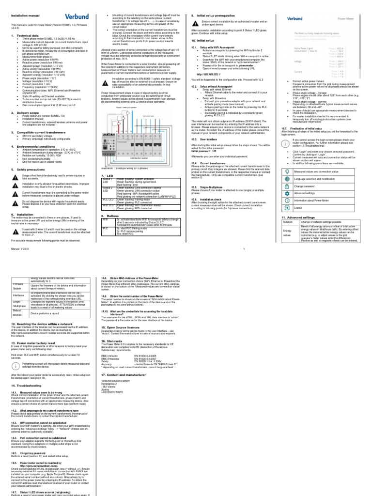Manual Power-Meter A3 en 2.0.0 | PDF | Transformer | Wi Fi