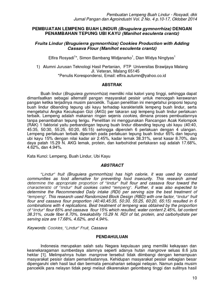 Lempeng Buah Lindur dan Tepung Ubi Kayu | PDF | Food Industry | Staple ...