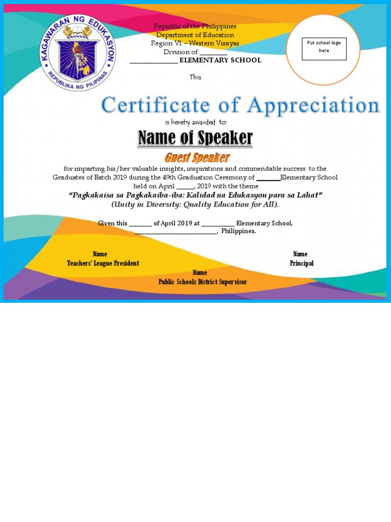 Certificate For Graduation Guest Speaker Sample Only by Jenrap | PDF ...