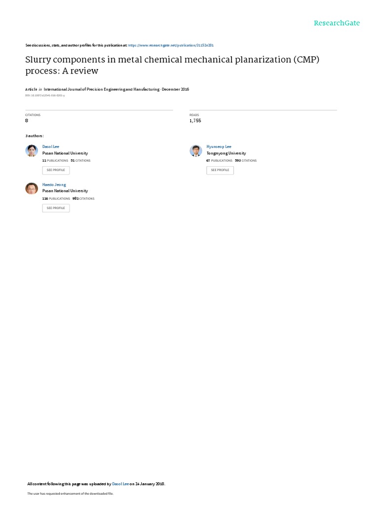 Slurry Components in Metal Chemical Mechanical Planarization (CMP ...