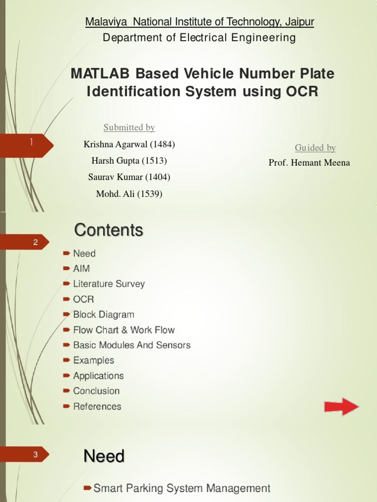 MATLAB Based Vehicle Number Plate Identification System Using OCR | PDF