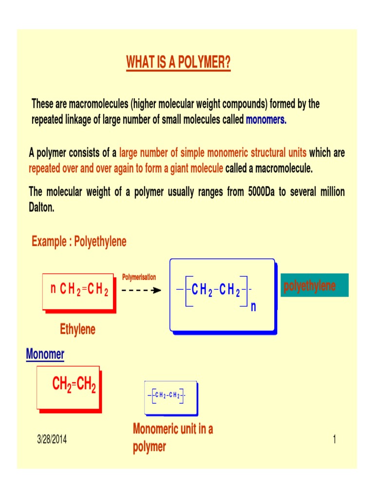 What Is A Polymer? What Is A Polymer?: CH CH | PDF | Polymerization ...