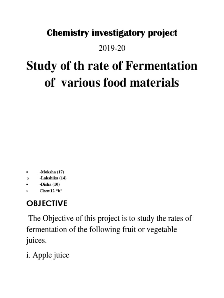 Chemistry Investigatory Project Fermentayion | PDF | Fructose ...