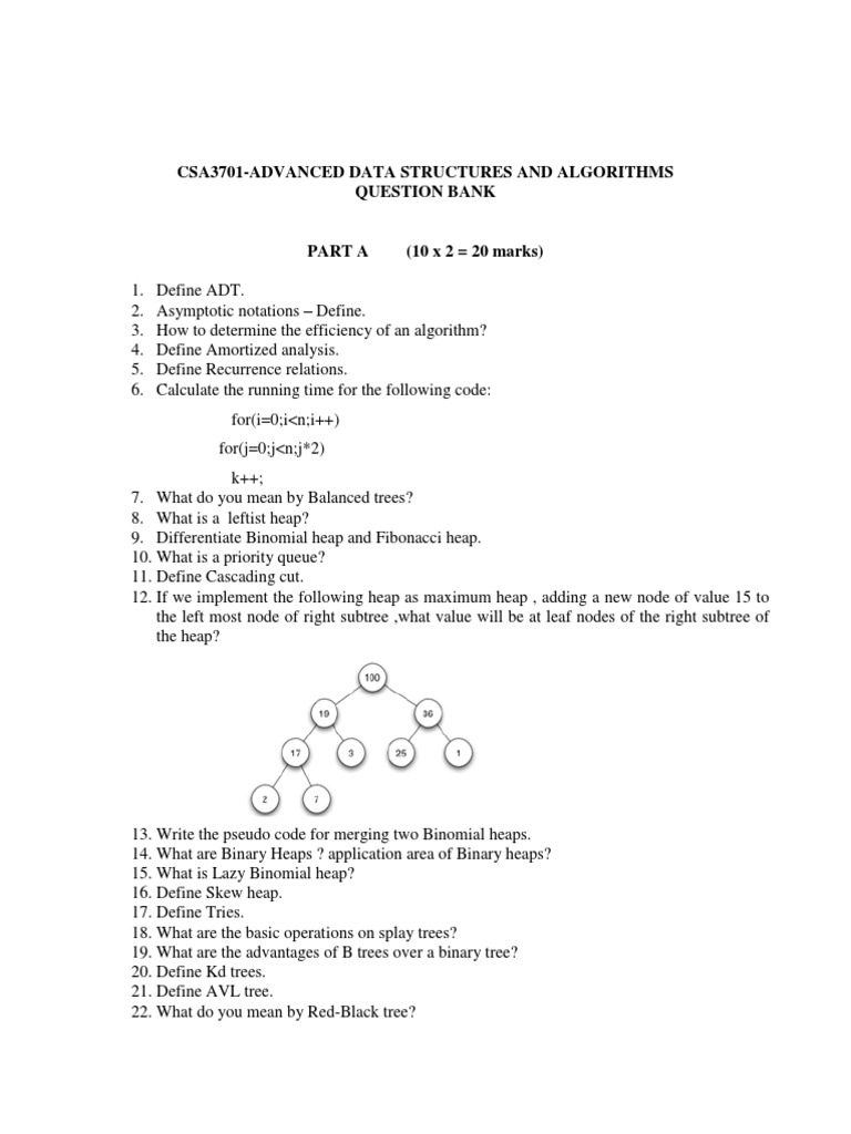 Csa3701-Advanced Data Structures and Algorithms Question Bank | PDF | Discrete Mathematics ...