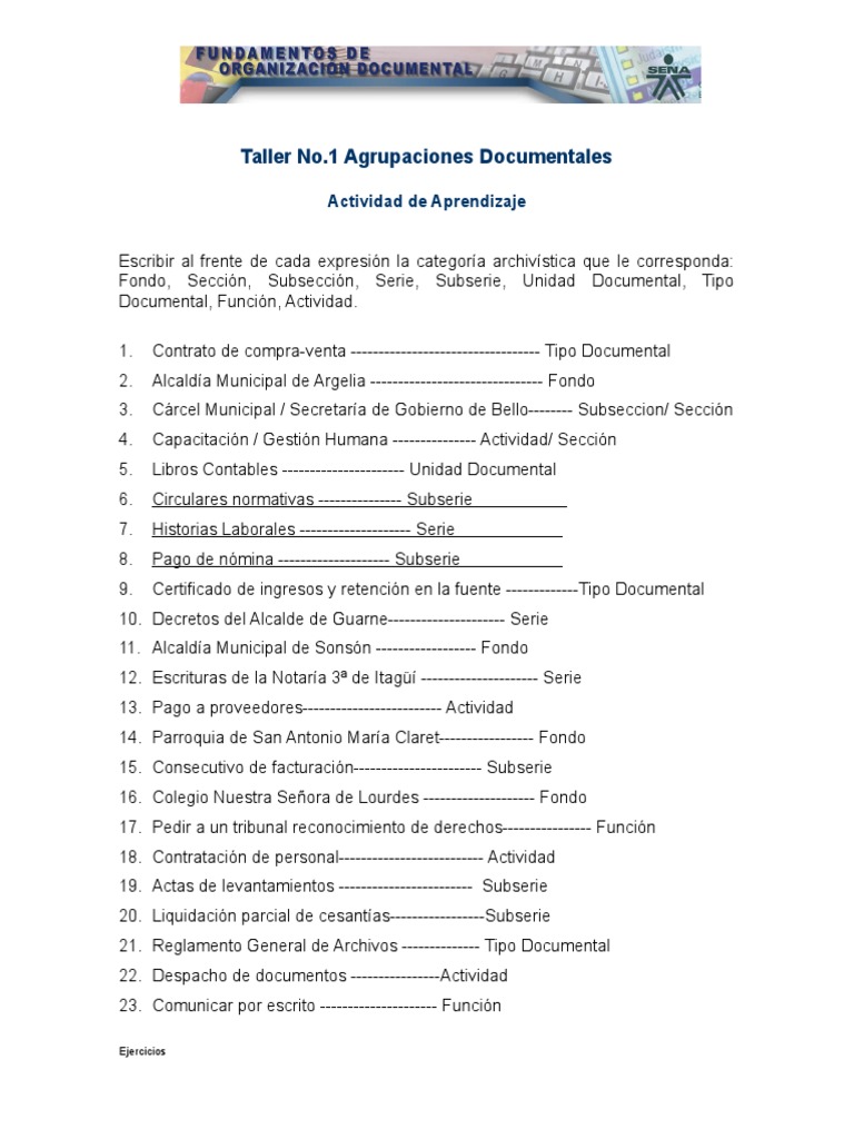 Actividad Agrupaciones Documentales | PDF