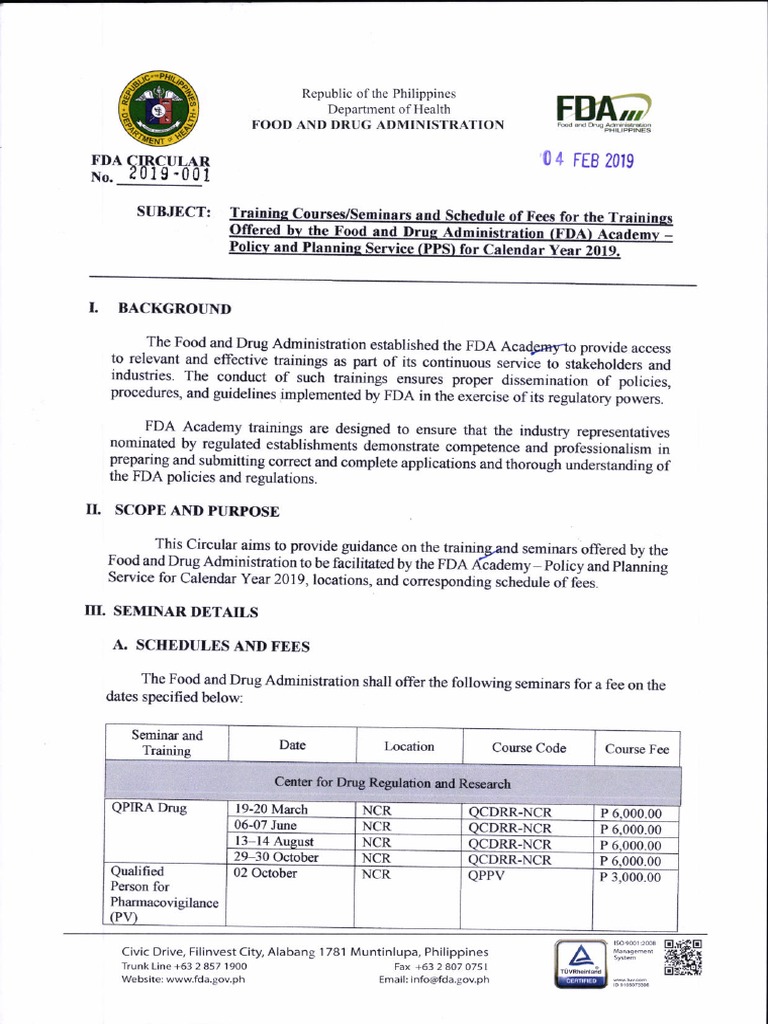 FDA Circular 2019-001 PDF | PDF FDA Circular 2019-001 PDF | PDF
